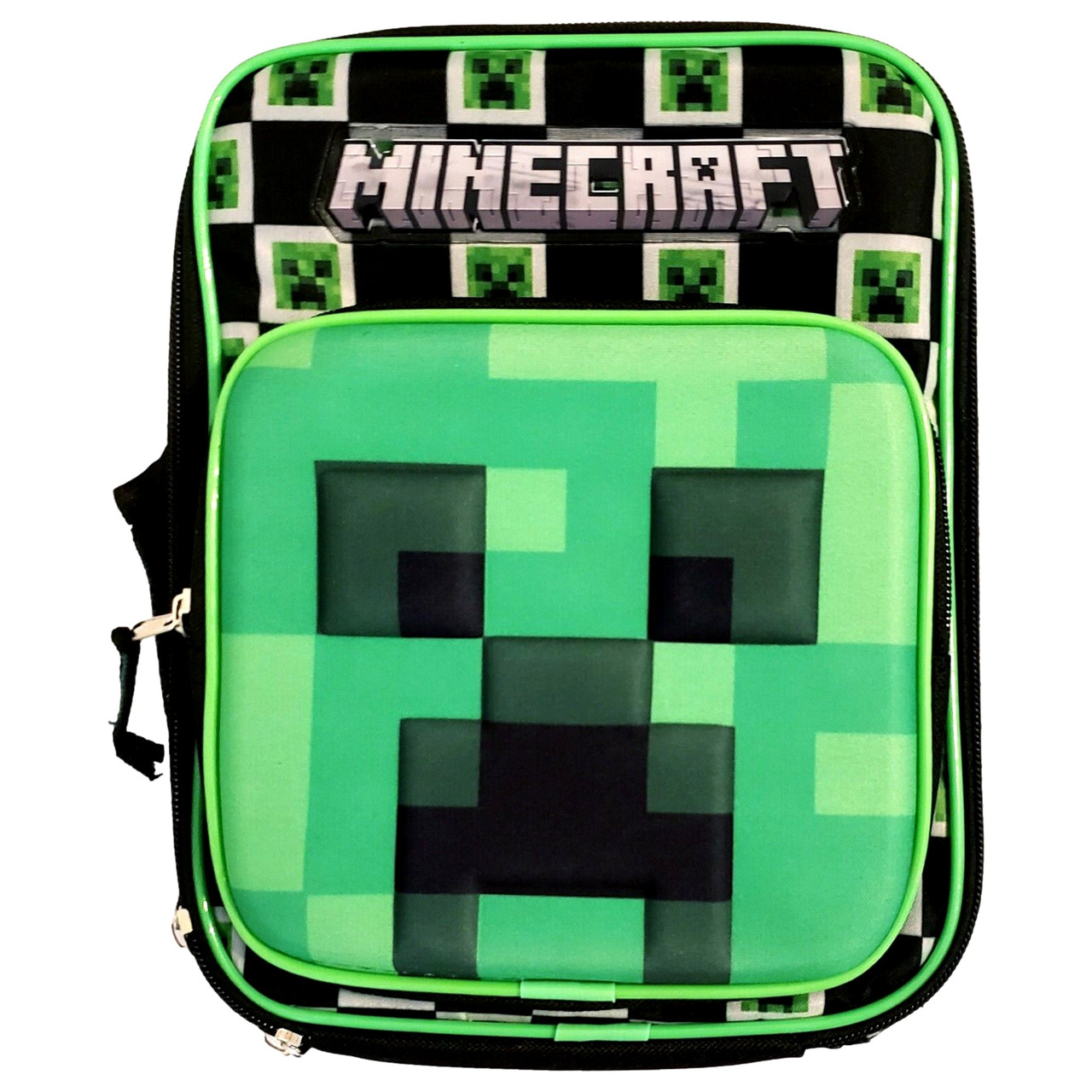 Minecraft Creeper Insulated Lunch Box with Front & Side Pockets- Kids ...