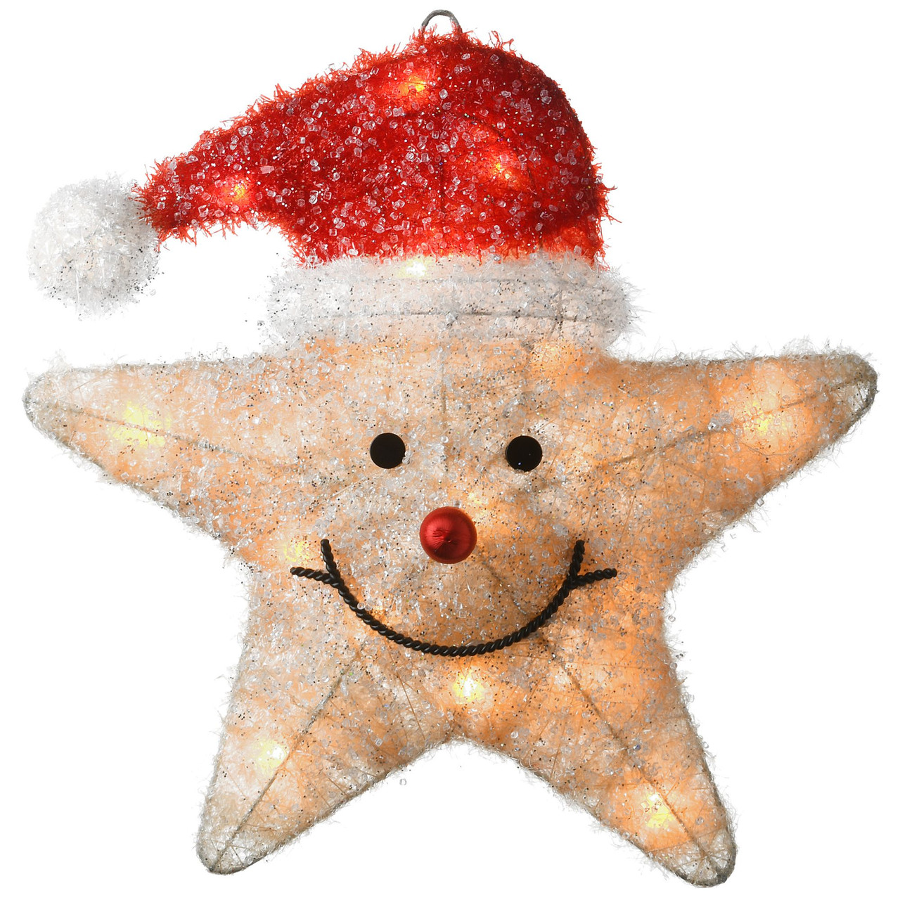 16.5" Battery Operated LED Lighted Smiling Star Christmas Wall ...