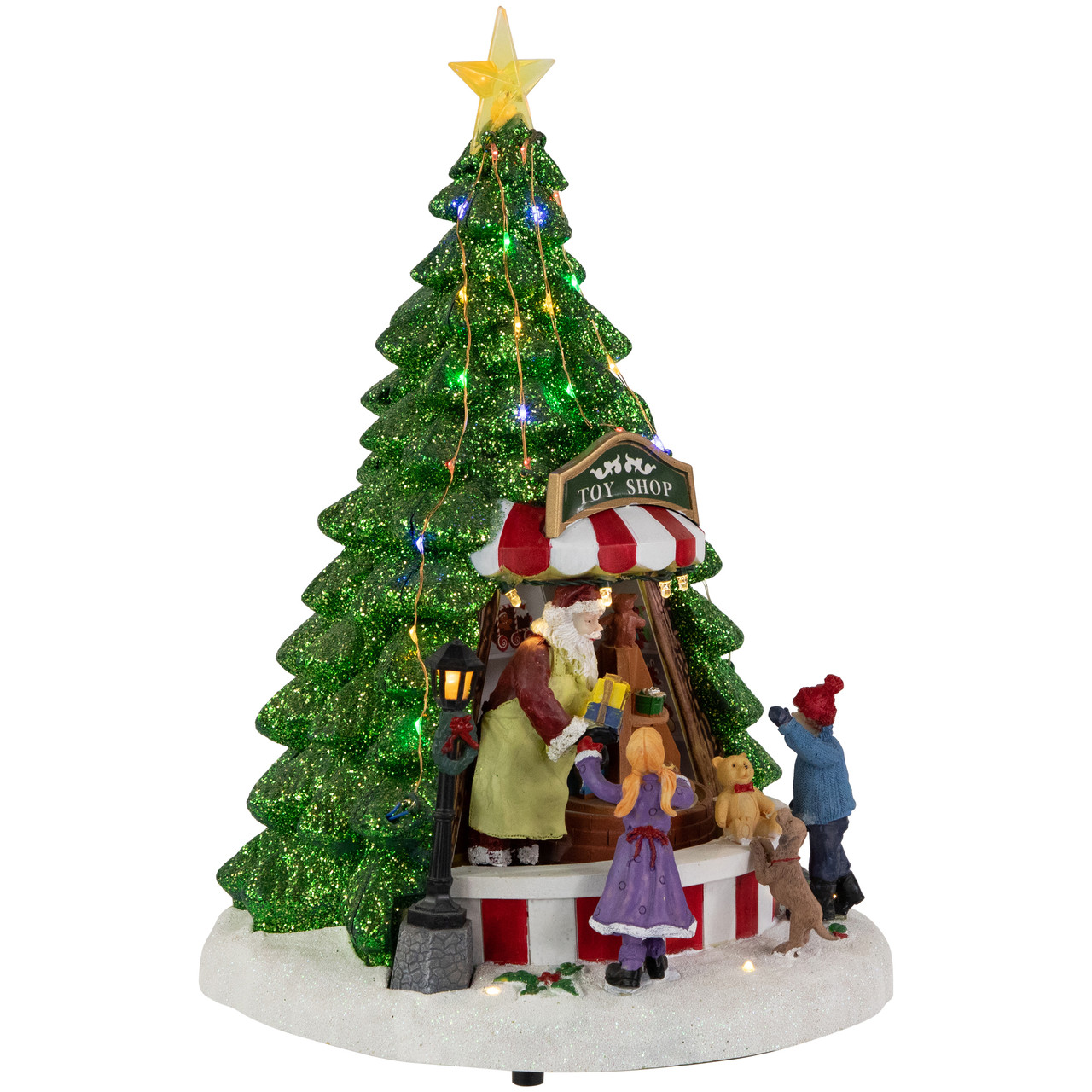 13" LED Lighted Animated & Musical Santa's Toy Shop Christmas Village ...