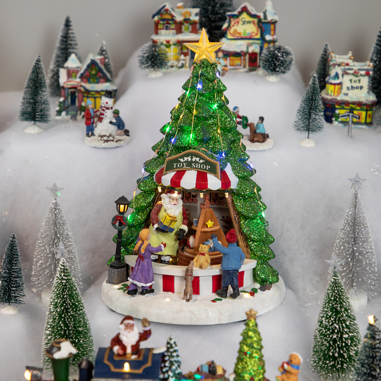 LED Lighted Animated & Musical Santa's Toy Shop Christmas Village ...