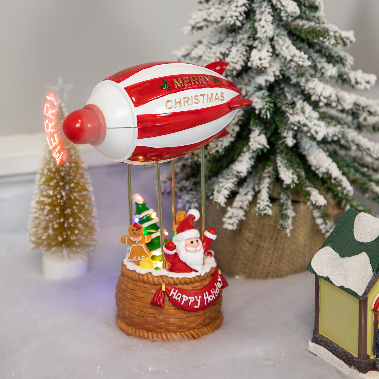 Musical & Animated Blimp & Santa Christmas Decoration - 8.5" - Red ...
