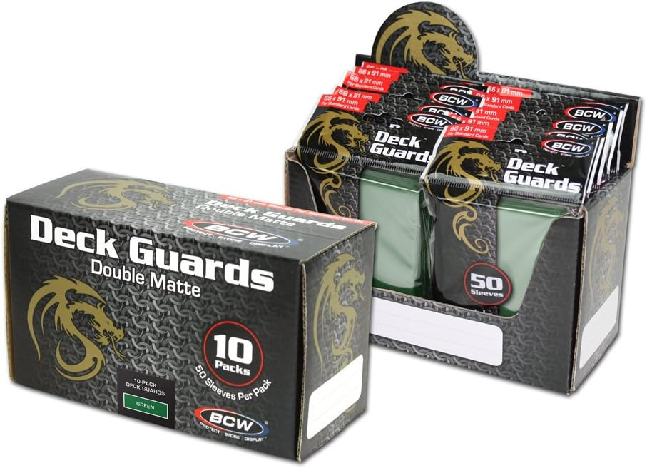 BCW DECK GUARDS CARD SLEEVES - GREEN (10 Packs of 50 Sleeves) Double Matte