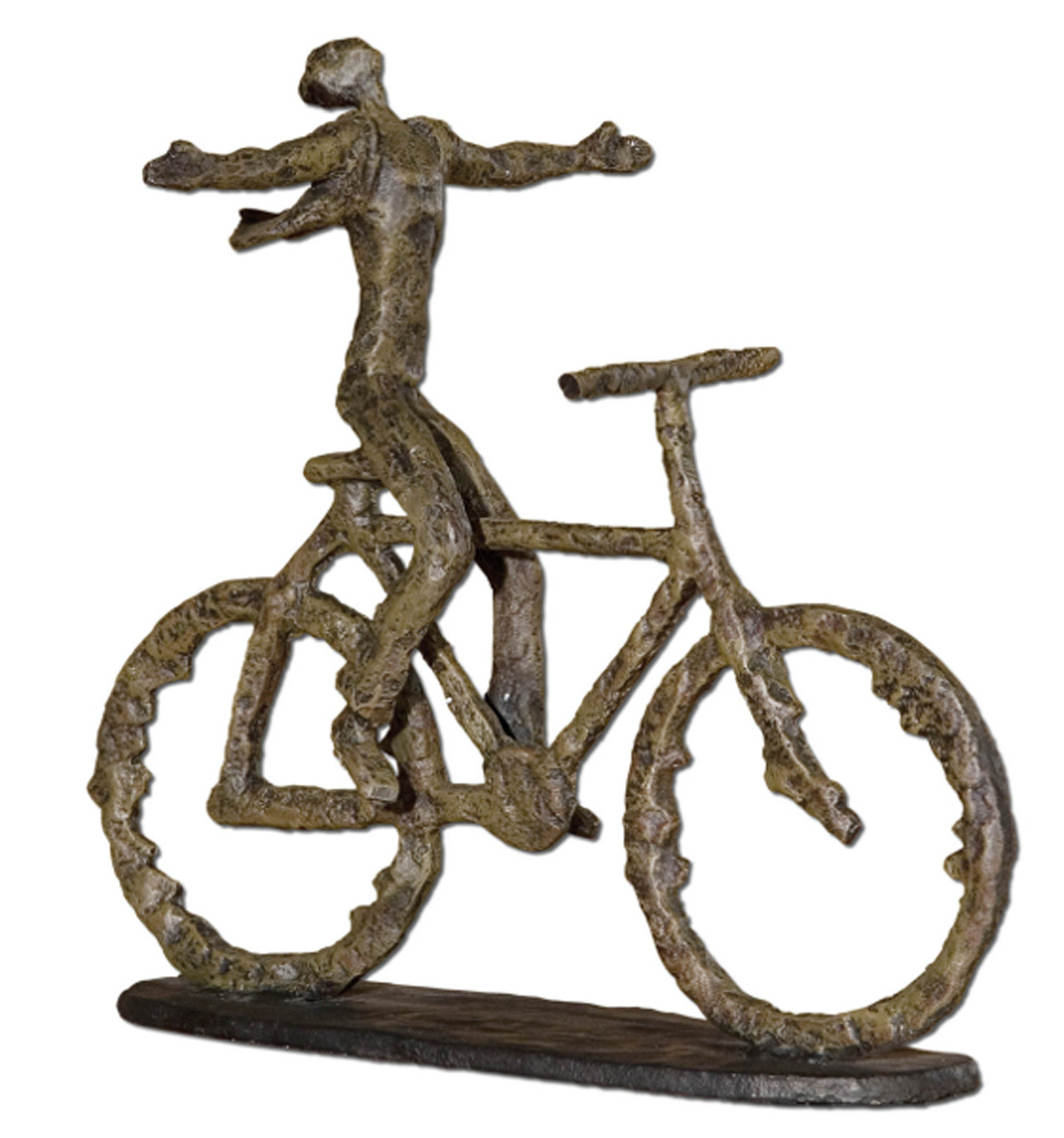 15" Textured Sage Green Freedom Bike Rider Metal Decorative Tabletop ...