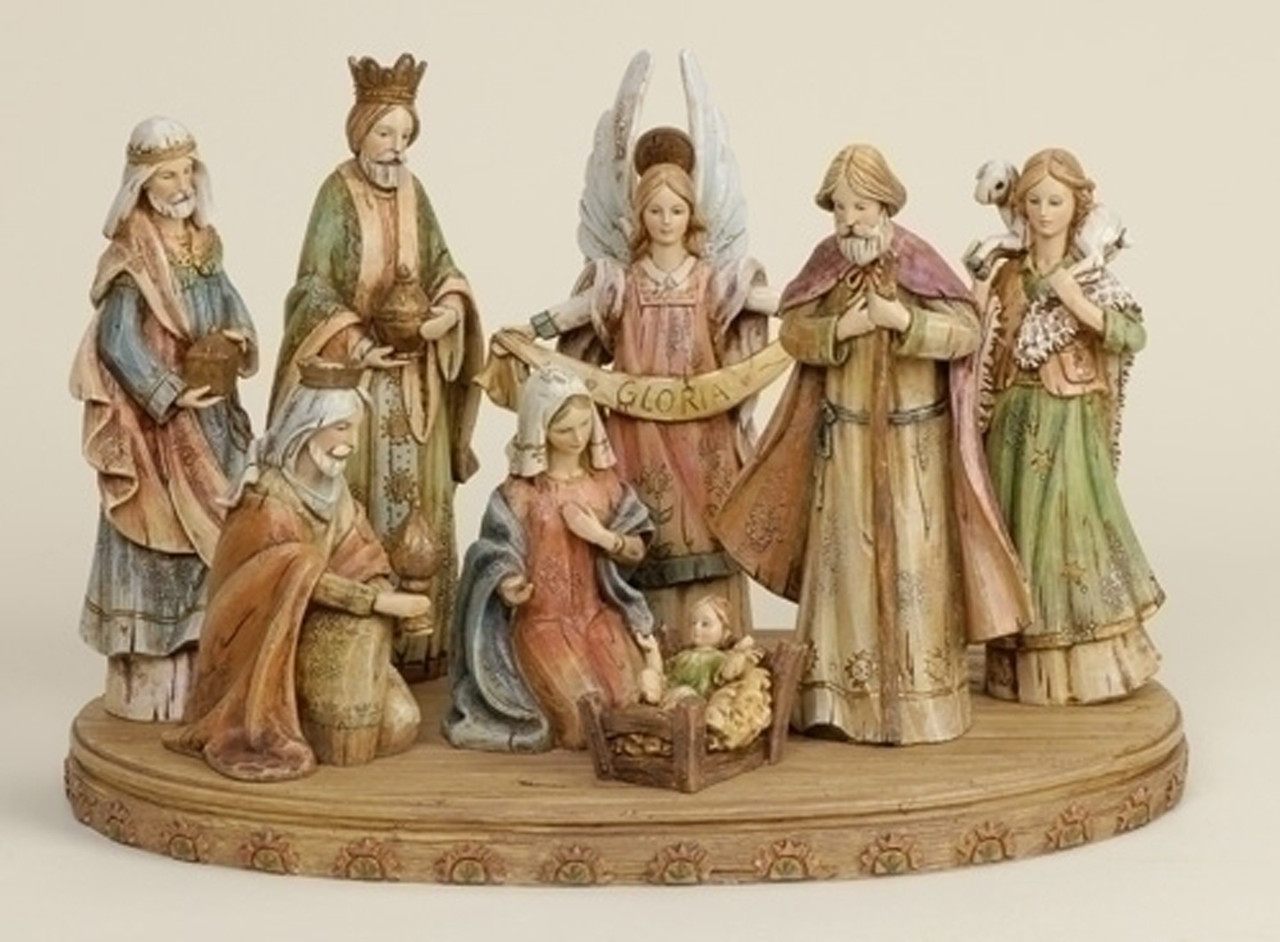 9-Piece Joseph's Studio Religious Themed Carved Christmas Nativity Set ...