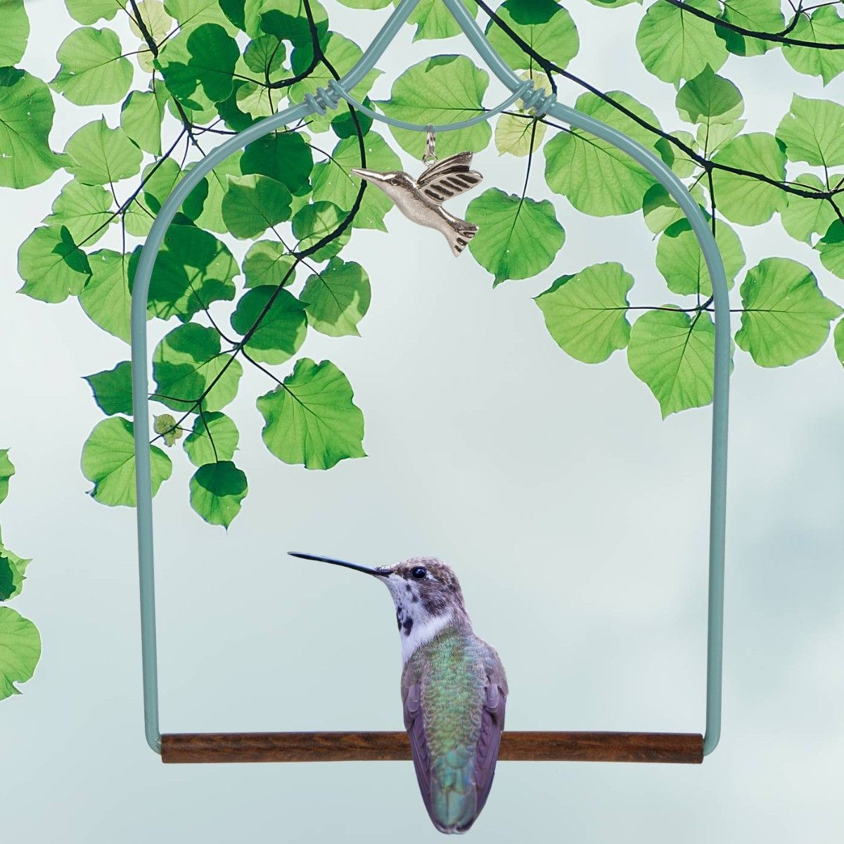 7" Light Blue Charmed Hummingbird Swing | Christmas