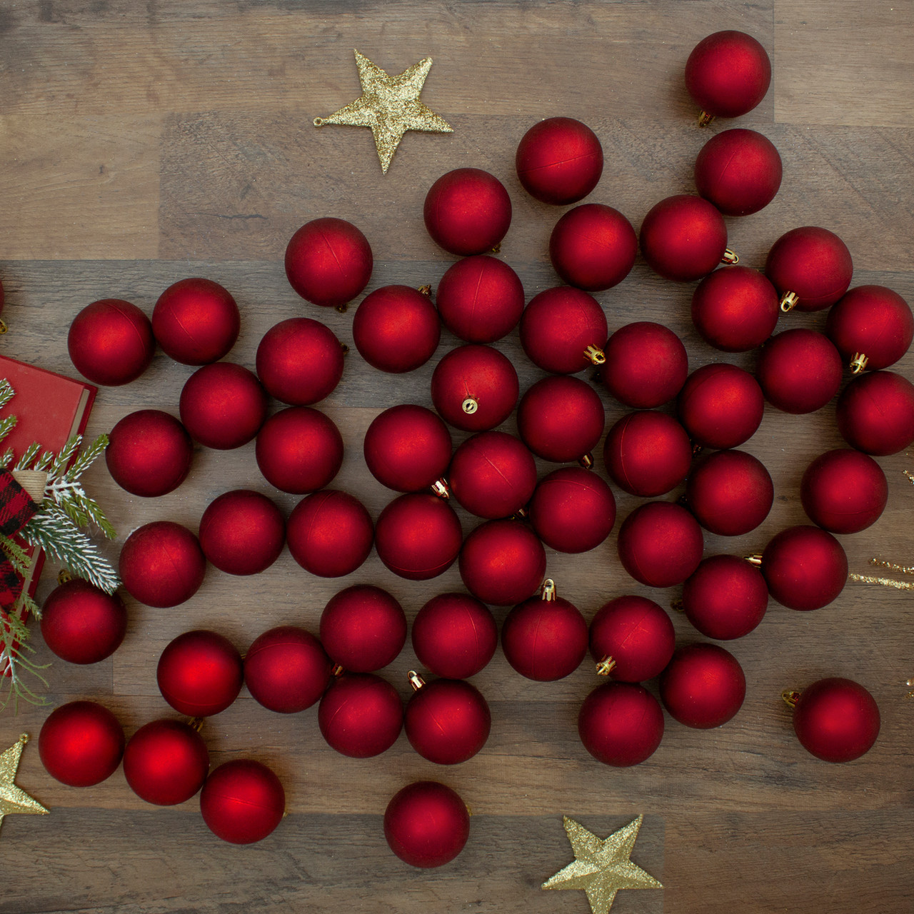 60ct Red Shatterproof Matte Christmas Ball Ornaments 2.5" | Christmas ...