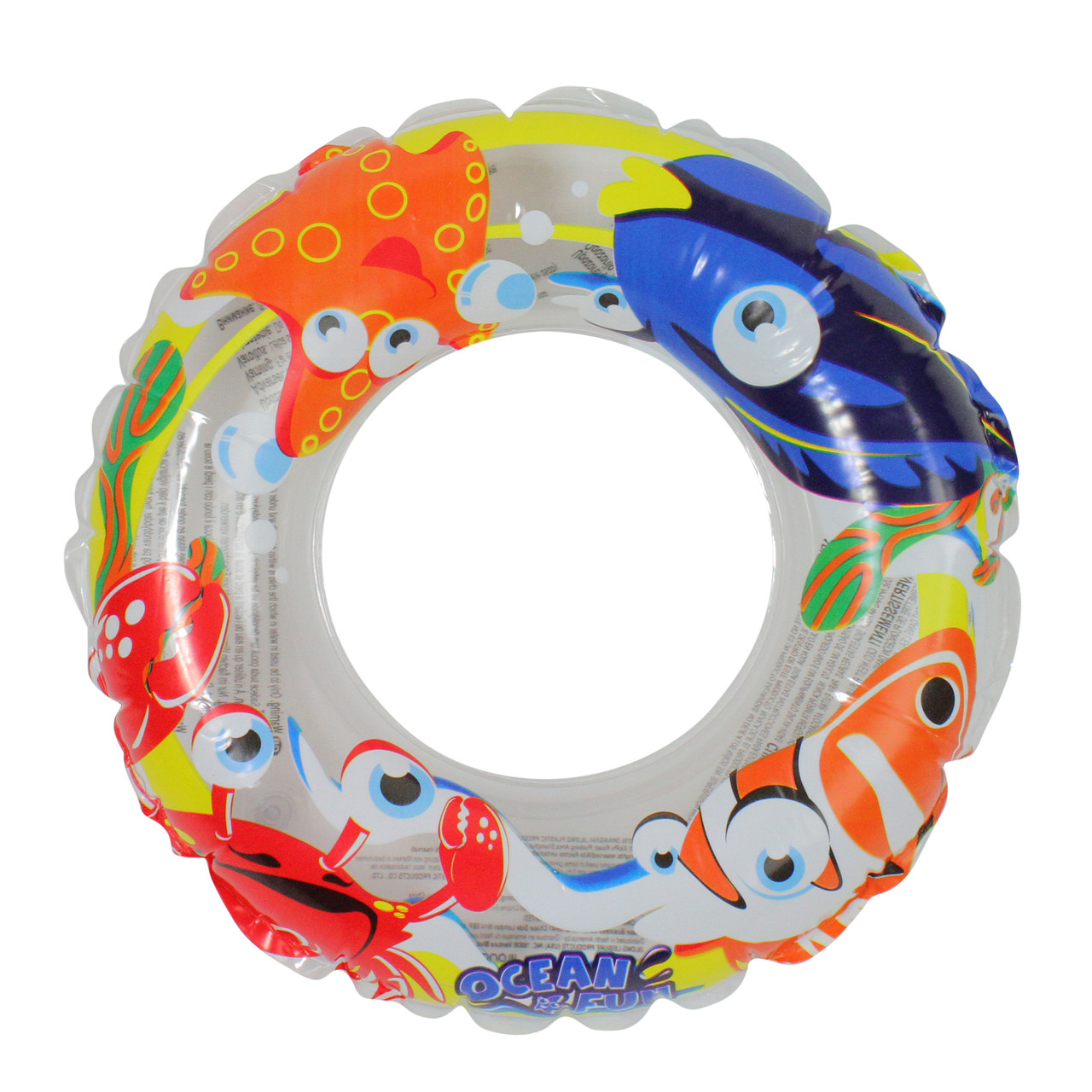 Inflatable Clear & Orange Ocean Fun Children's Swimming Pool Inner Tube ...