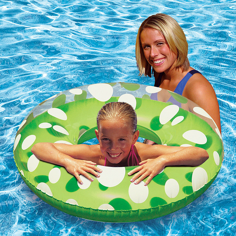 Inflatable Lime Green & White Polka Dot Swimming Pool Inner Tube, 36 ...