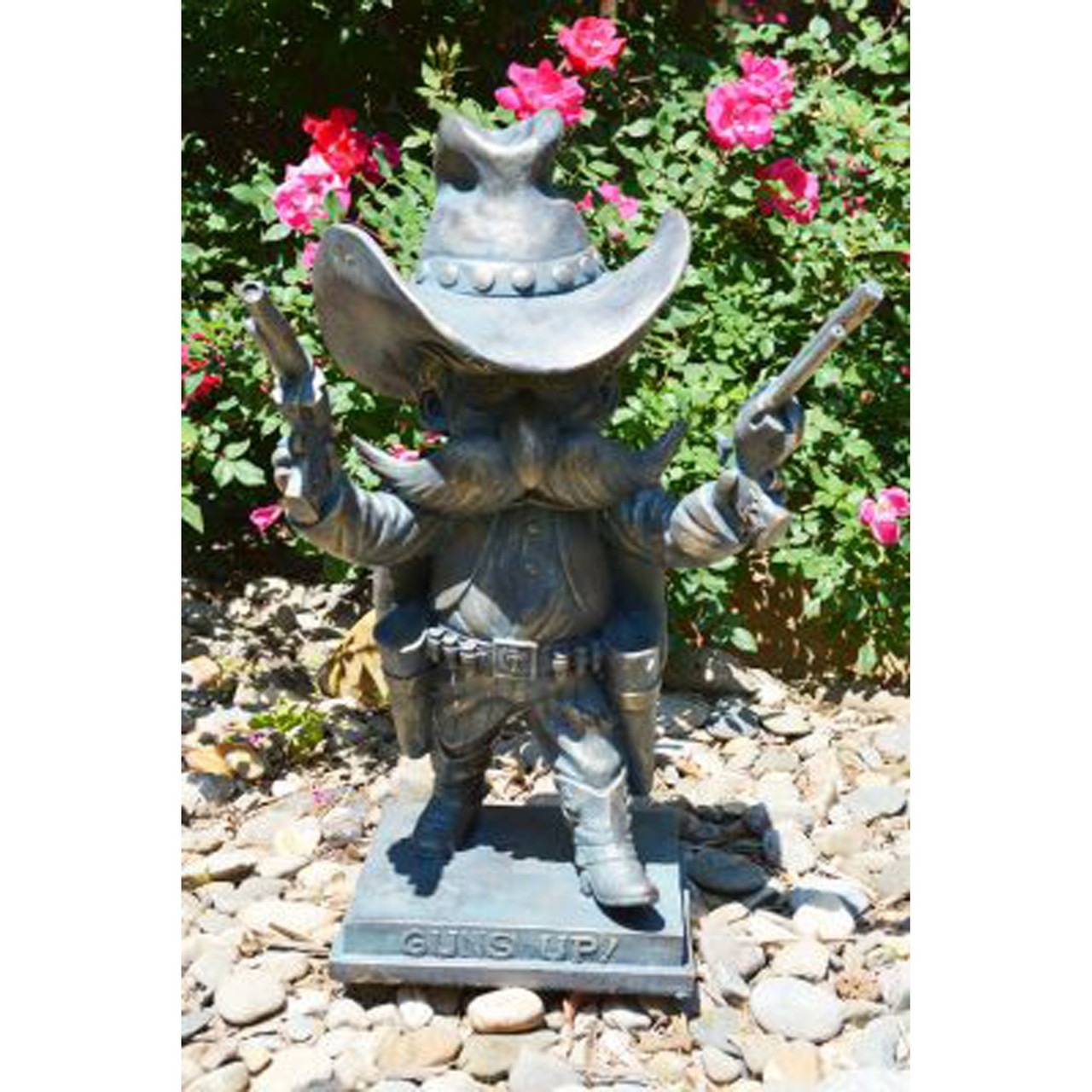 20" Gray Cowboy Garden Statue | Christmas