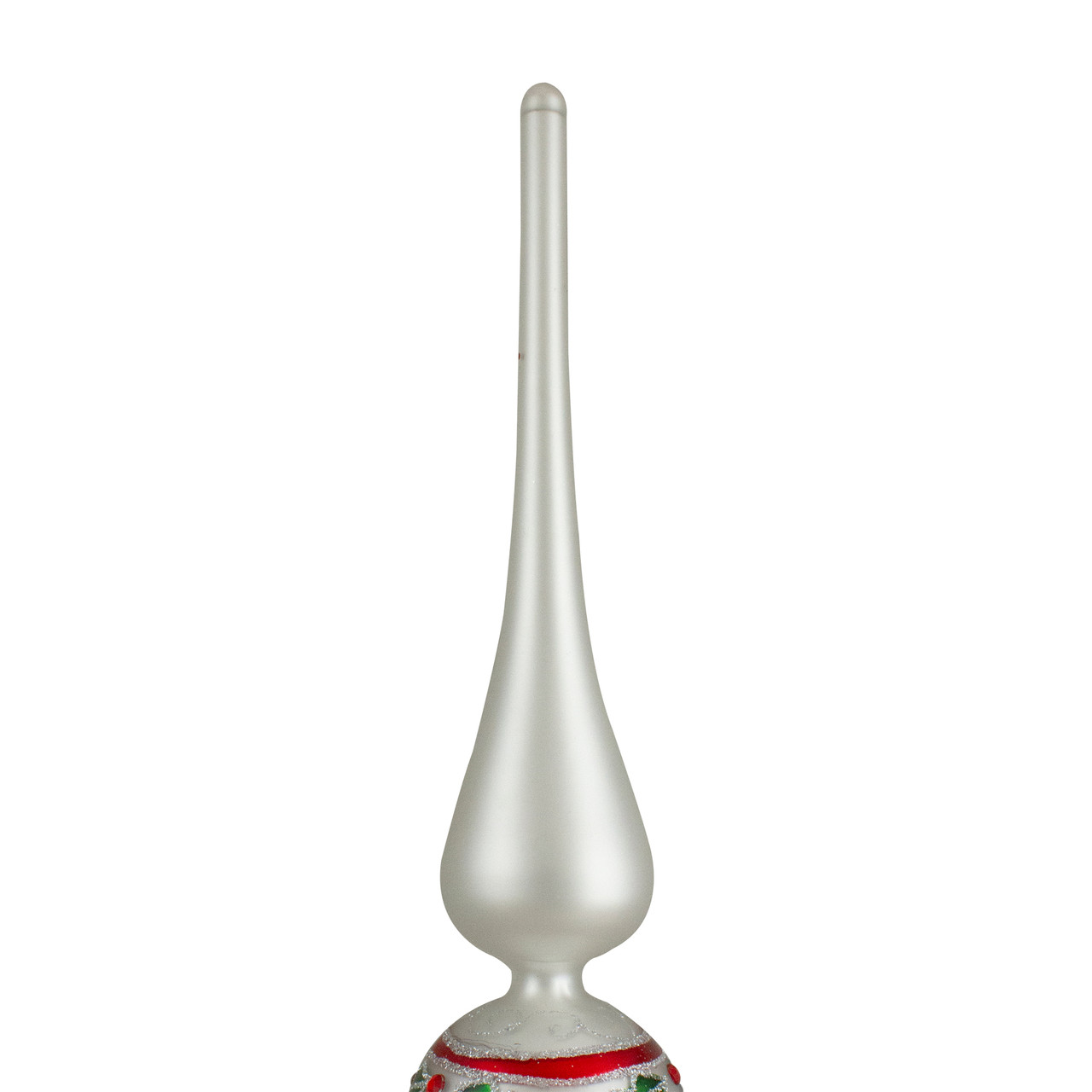 14.75" White, Red & Green Glass Finial Christmas Tree Topper | Christmas