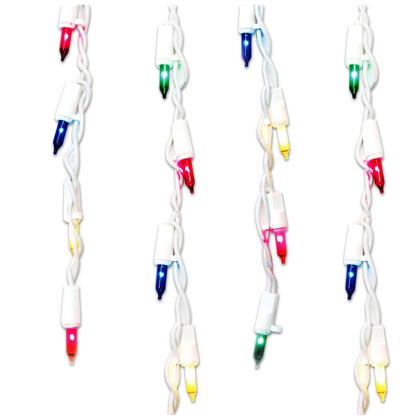 300-Count Shimmering Multi-Color Mini Christmas Icicle Light Set, 8.5ft ...