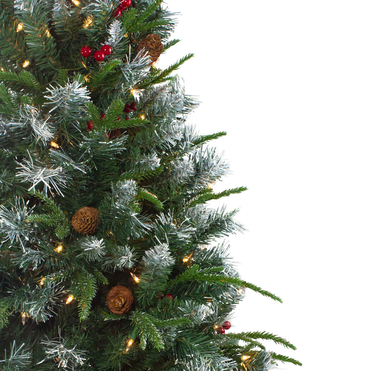 6' Pre-Lit Frosted Mixed Berry Pine Artificial Christmas Tree - Clear ...