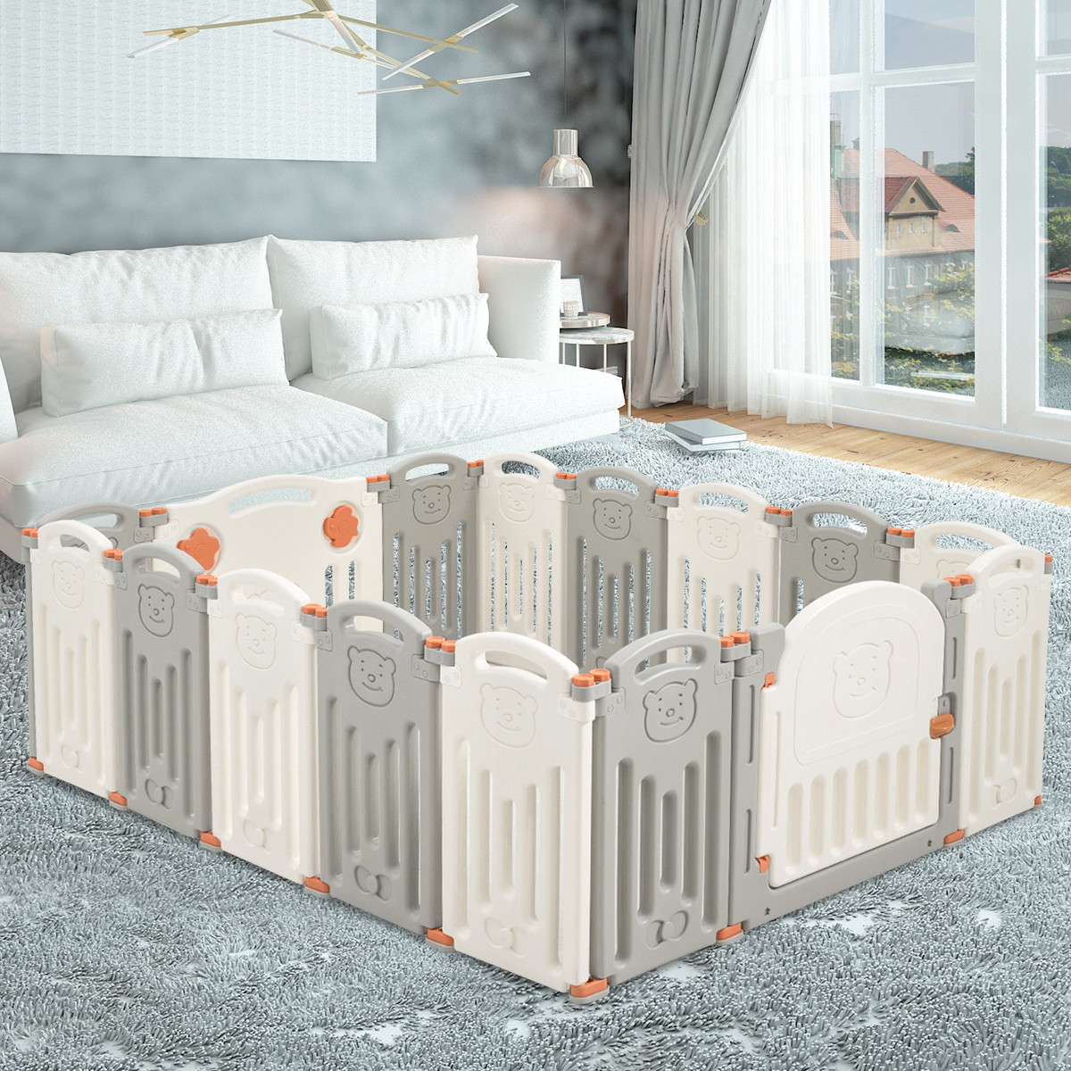 Costway Foldable Baby Playpen 16 Panel Activity Center Safety Play Yard