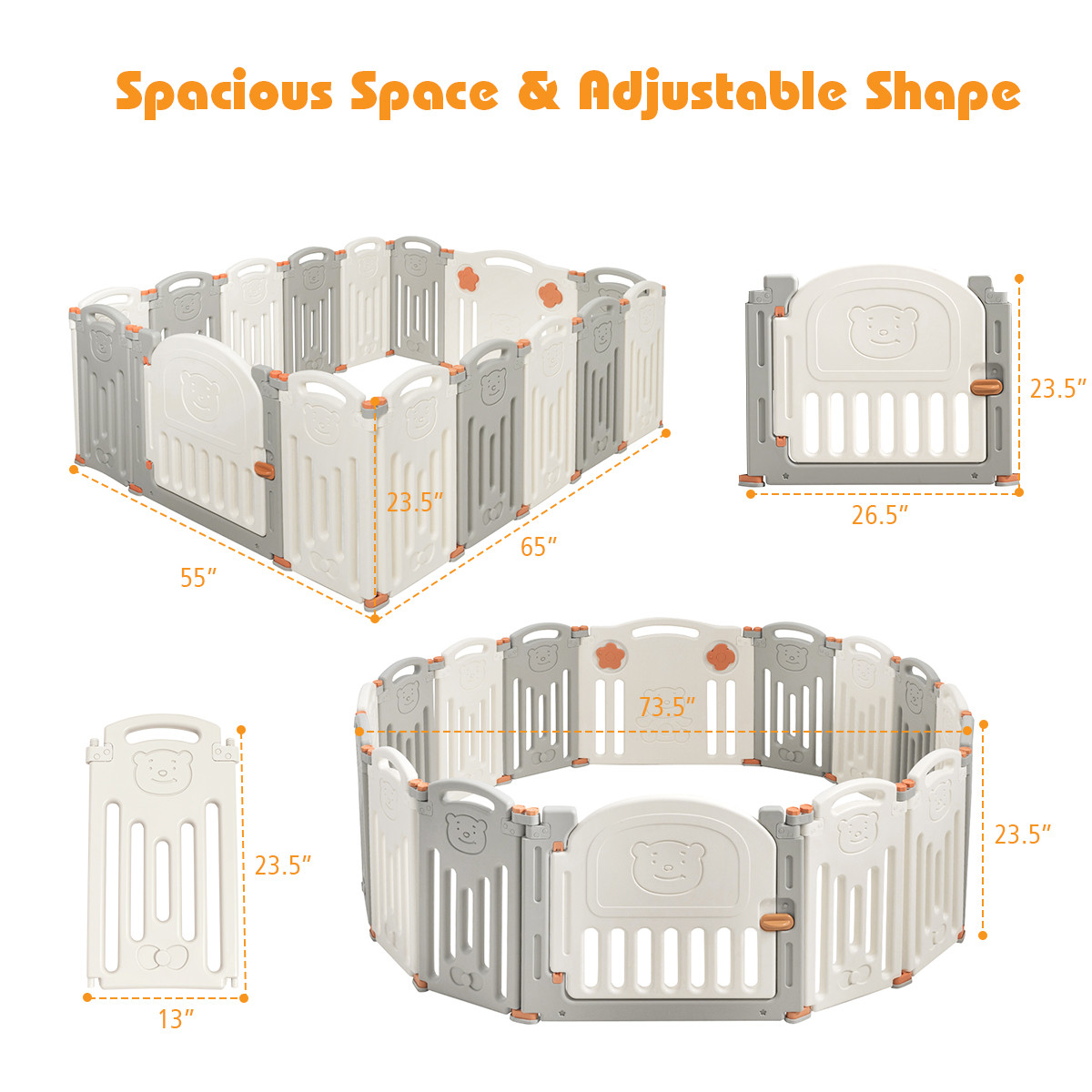 Costway Foldable Baby Playpen 16 Panel Activity Center Safety Play Yard