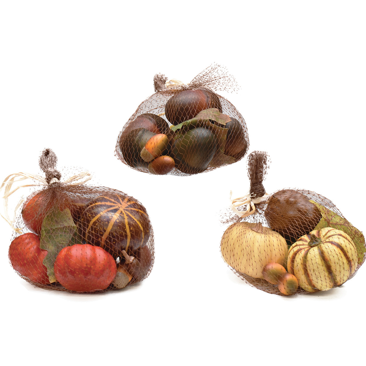 11-PC Autumn Harvest Artificial Pumpkin, Gourd, Acorn & Leaf Decoration ...
