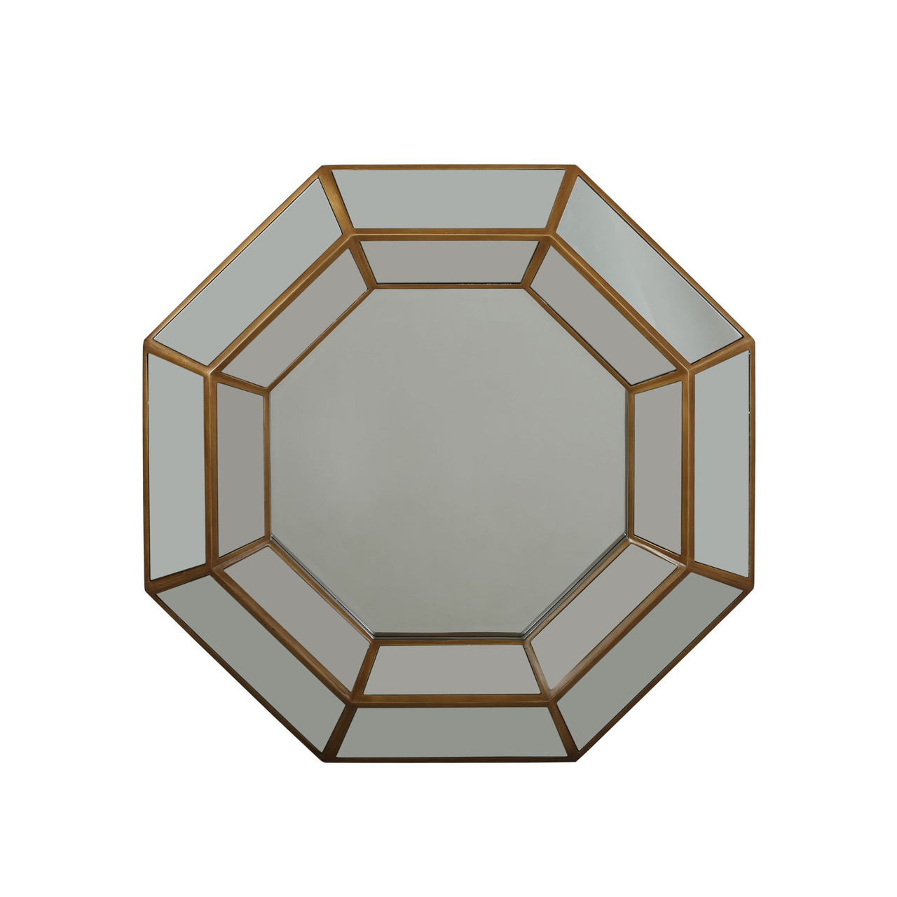 34" Gold Contemporary Modern Octagon Glass Mirror | Christmas