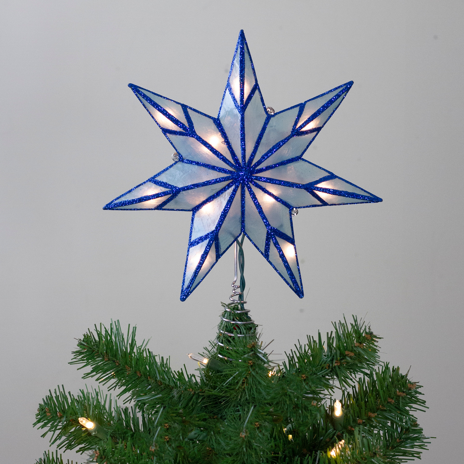 10" Lighted Blue Star Christmas Tree Topper - Clear Lights | Christmas
