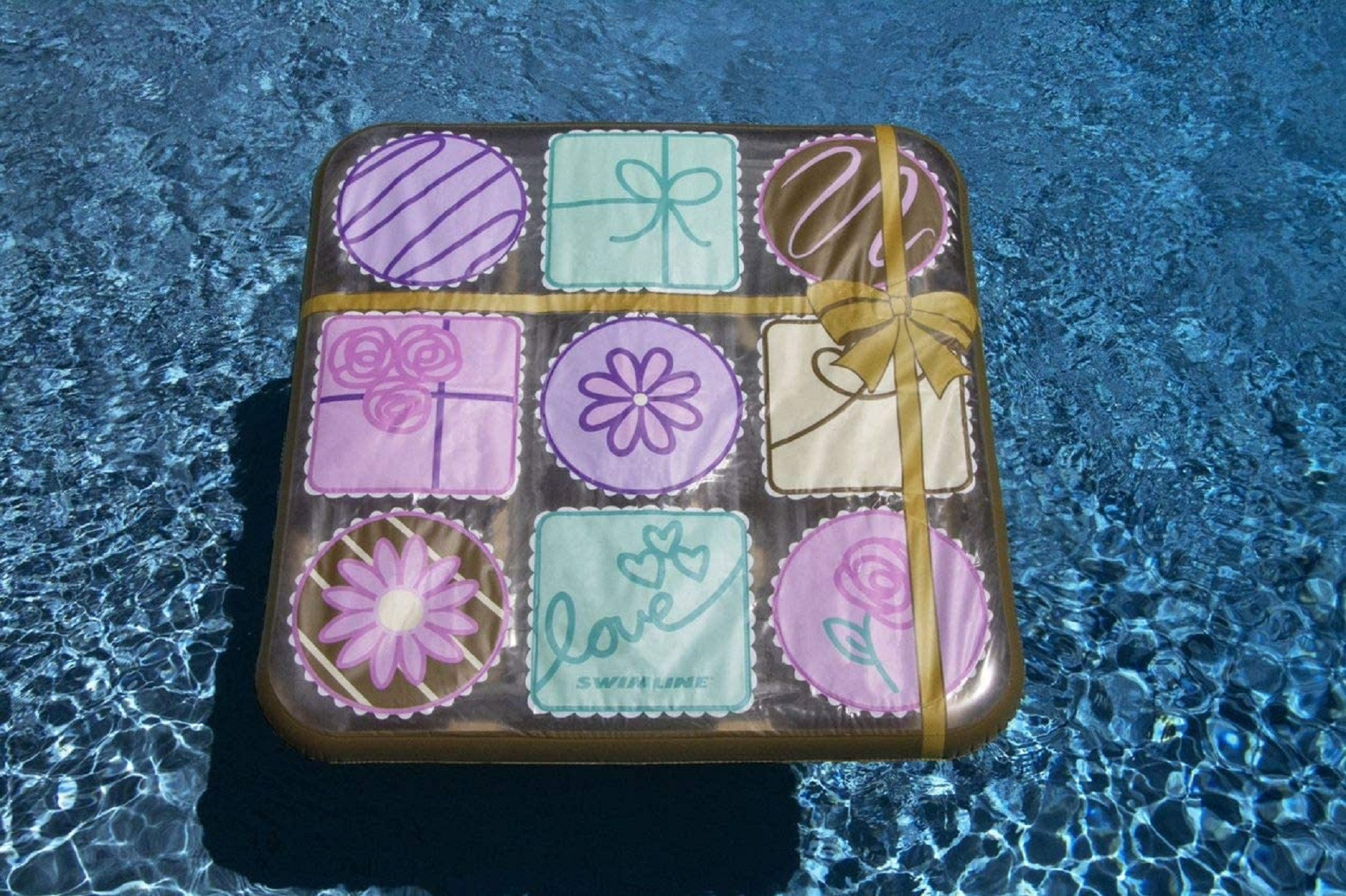 73" Inflatable Brown & Purple Square Chocolate Box Designed Swimming ...