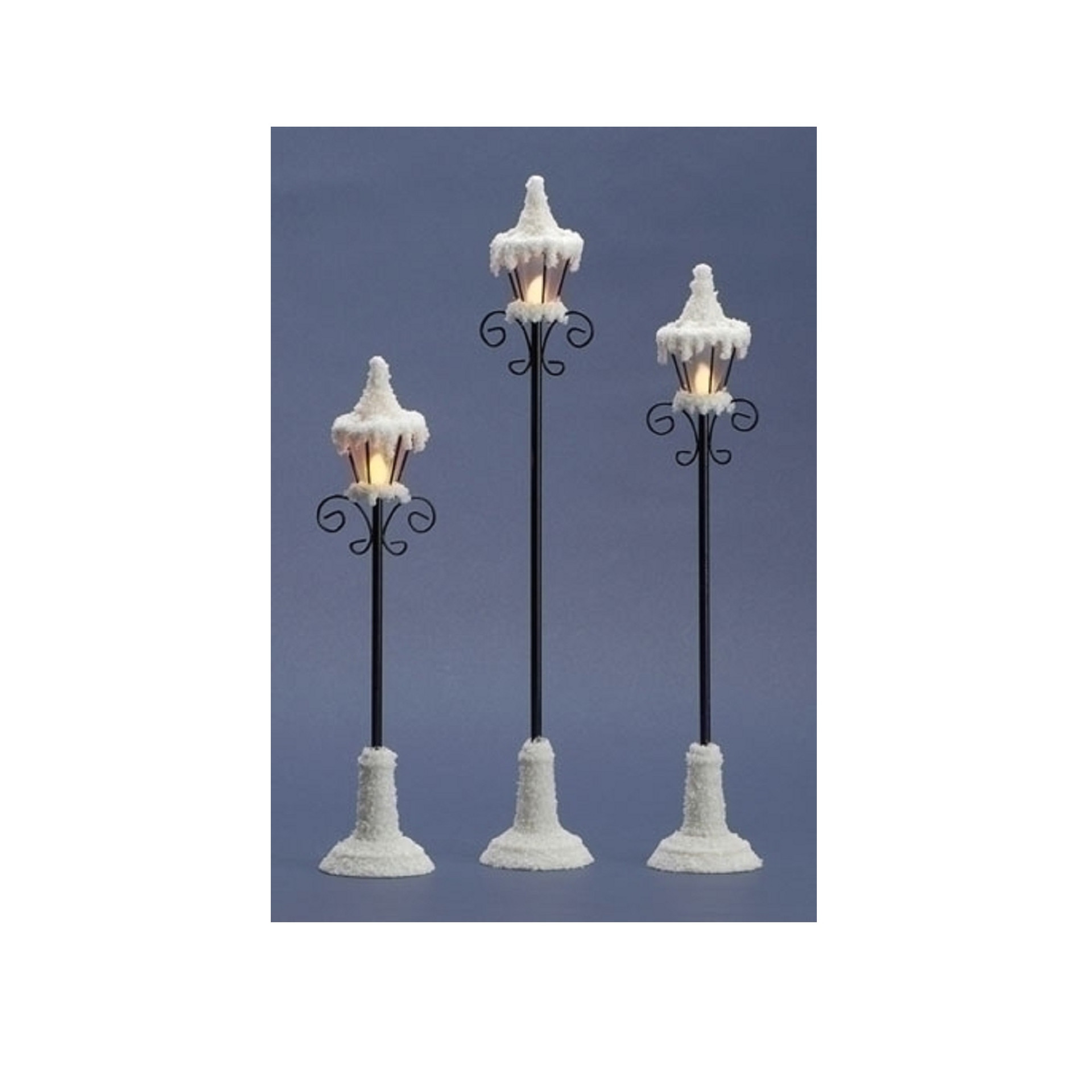Set of 3 LED Lighted Snowy Victorian-Style Christmas Village Lamp Posts ...