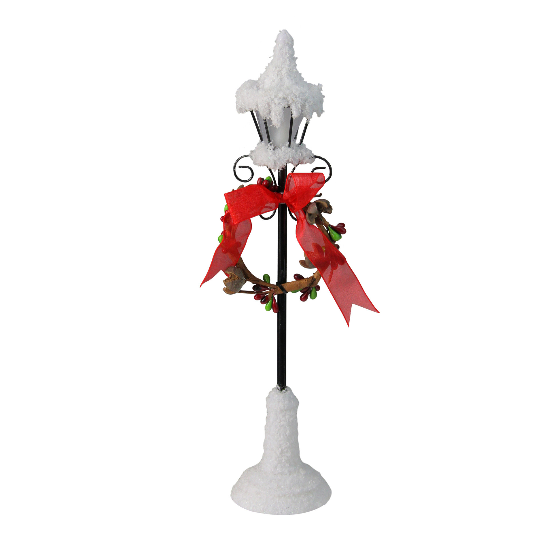 LED Lighted Snowfall Valley Lamppost with Wreath Christmas Decoration ...