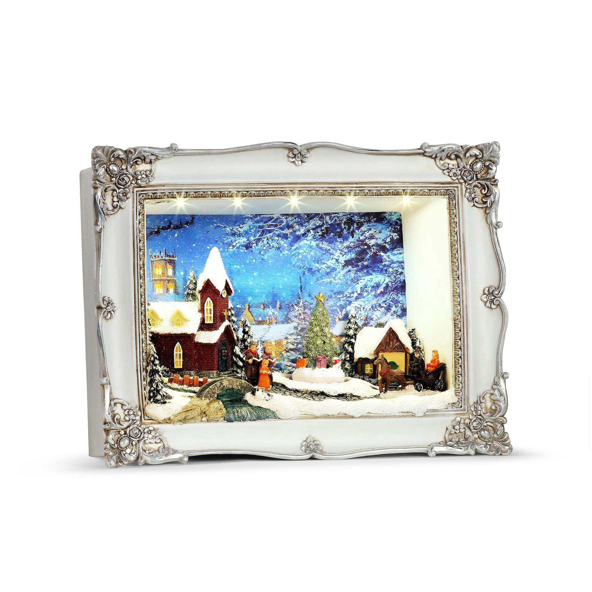 Mr. Christmas LED Lighted Musical & Animated Church Scene Shadow Box ...