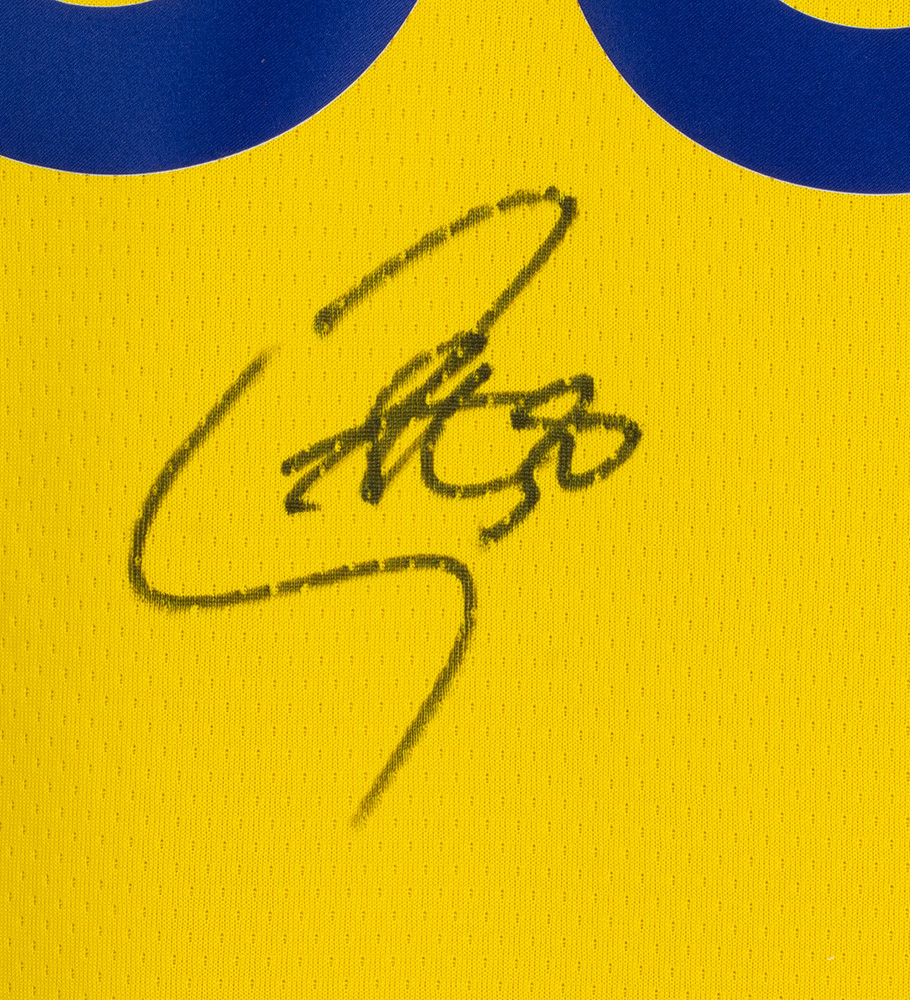 Stephen Curry Signed Golden State Warriors Yellow Basketball Jersey BAS