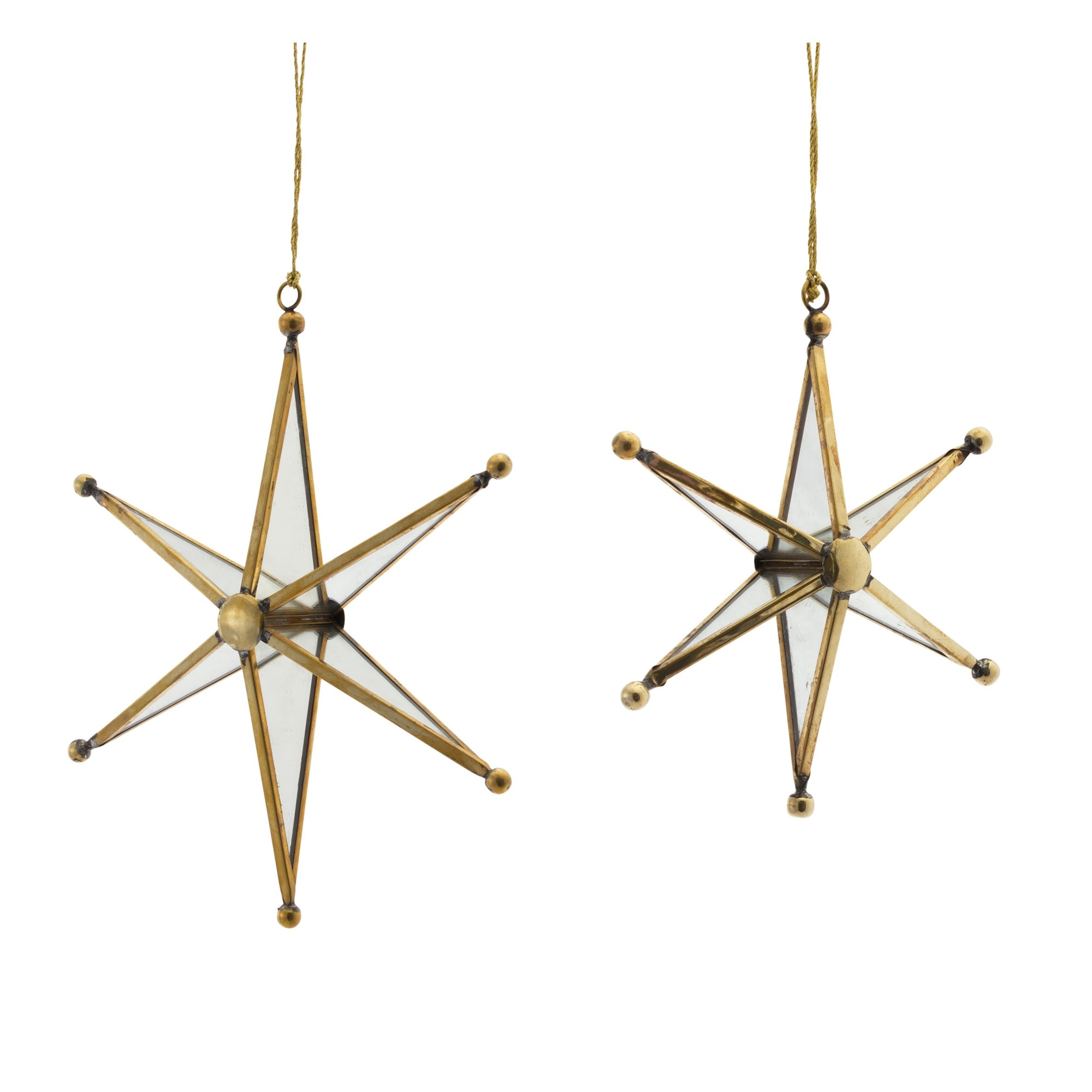 Set of 8 Metallic Gold & Crystal Star Christmas Ornaments 7.25" | Christmas