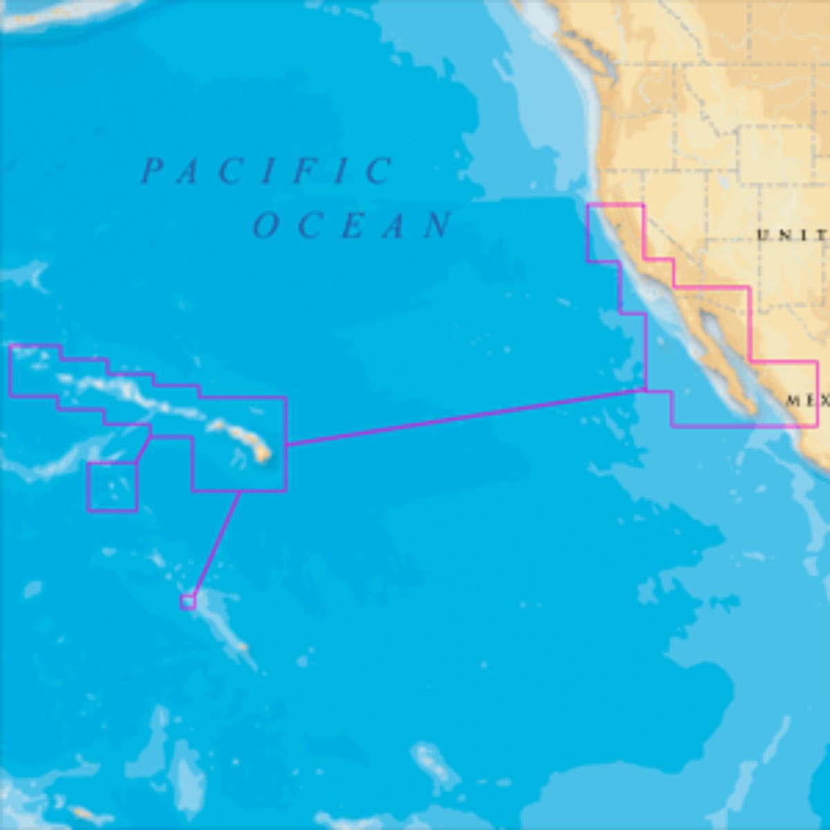 6" Blue & Brown Hawaii, California South to Baja Marine Chart | Christmas