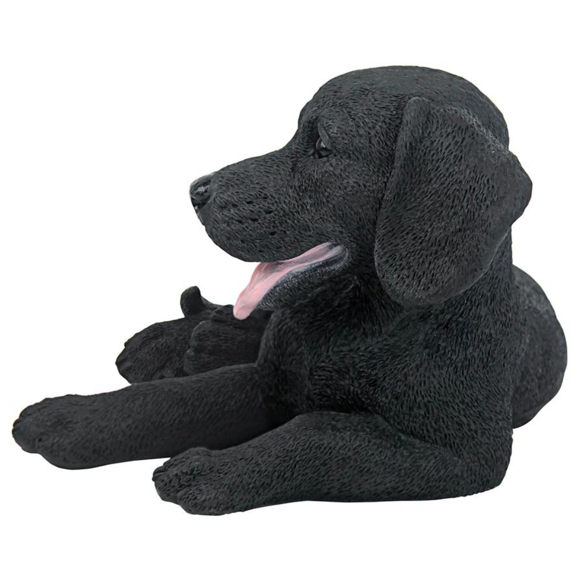 10" Relaxing Black Labrador Puppy Dog Statue | Christmas
