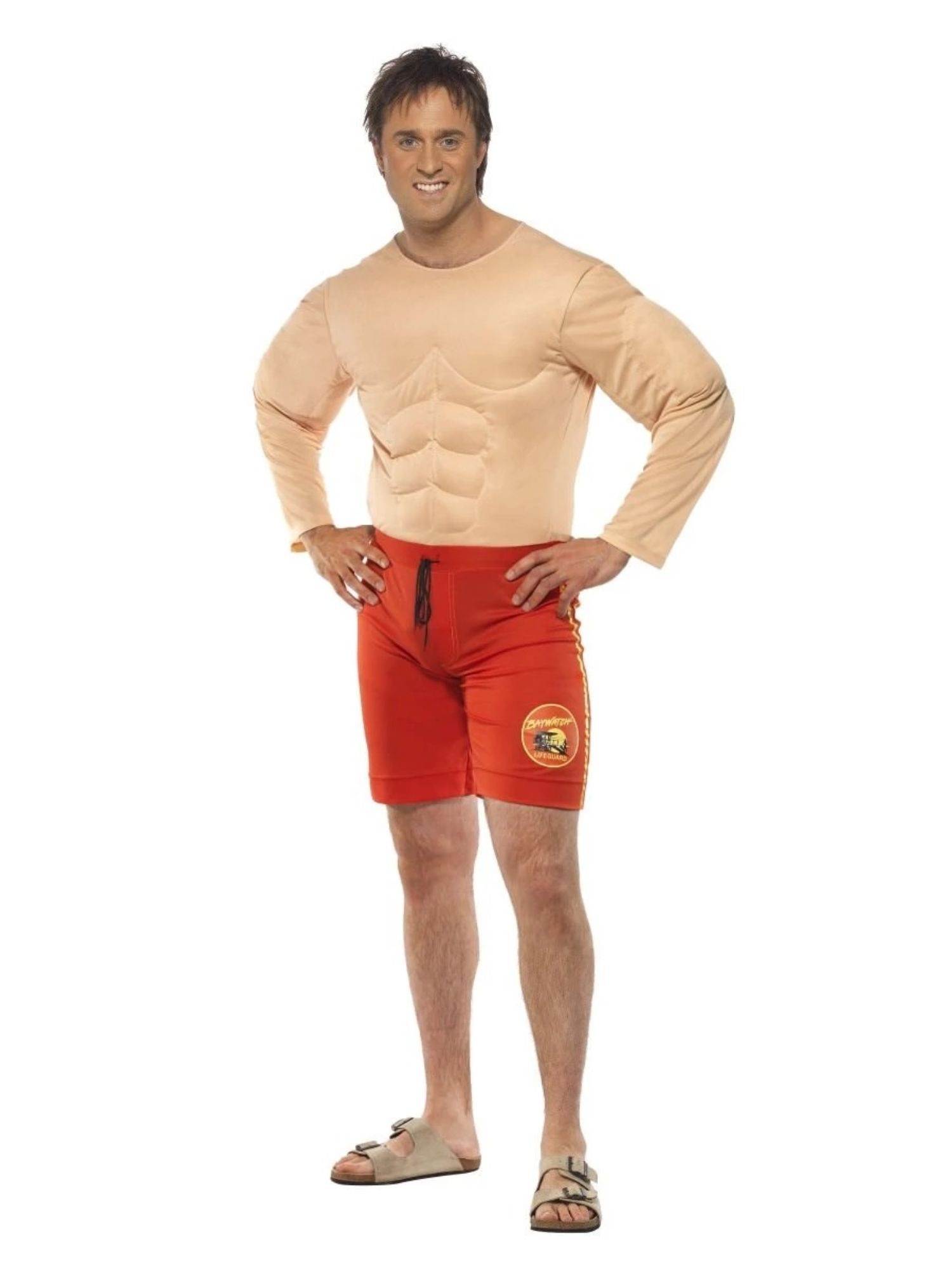 49" Red & Yellow Baywatch Lifeguard Men Adult Halloween Costume - Large ...