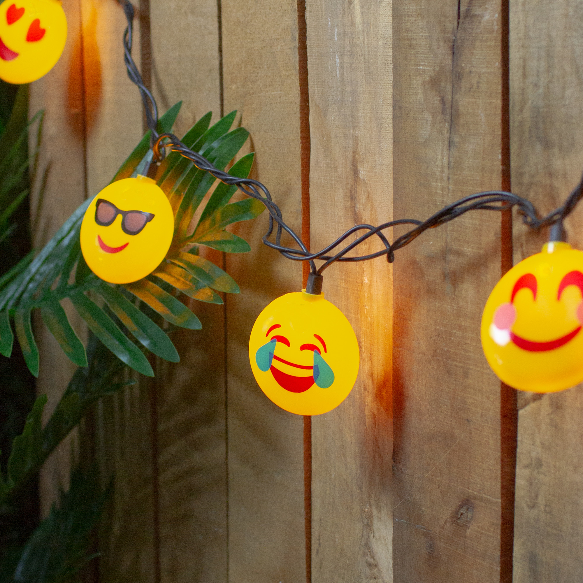 10 Emoji Clear Summer Patio String Lights - 8.5 ft Black Wire | Christmas