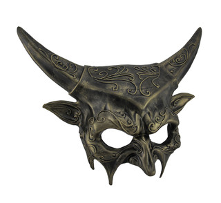Metallic Horned Demon Goat Man Half Face Mask