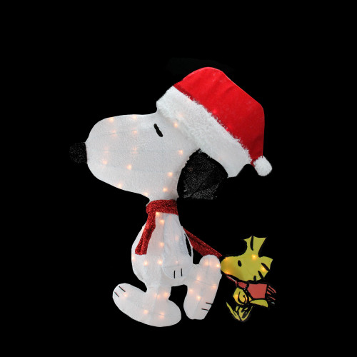 32" Pre-Lit White & Red Peanuts Snoopy 2D Christmas Outdoor Decor ...