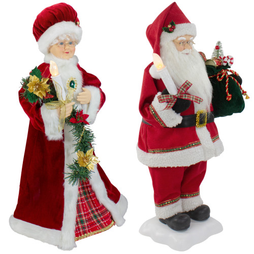 24" Animated Musical Santa Claus & Mrs. Claus Christmas Figures | Christmas