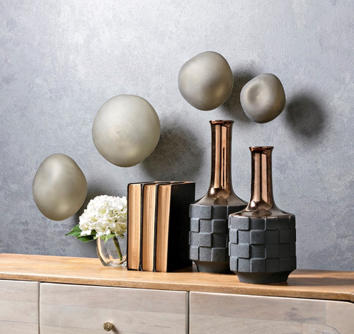 Set of 4 Smokey Black Glass Orbs Adjustable Wall Decor, 11" | Christmas