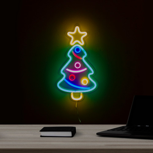 15" LED Lighted Neon Christmas Tree Wall Sign | Christmas