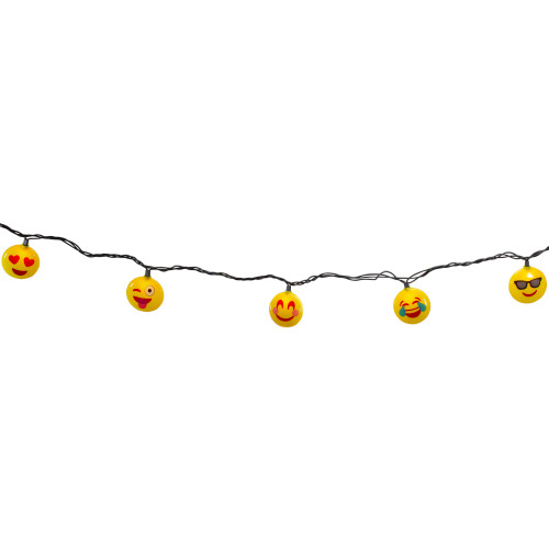 10 Emoji Clear Summer Patio String Lights - 8.5 ft Black Wire | Christmas
