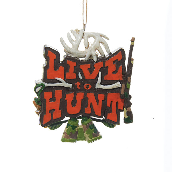 3.5" Green & White "LIVE to HUNT" Sign Hanging Christmas Ornament ...