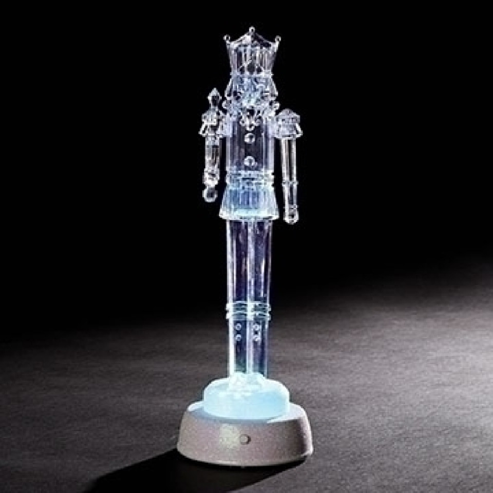 12" Clear LED Musical Battery Operated Acrylic Christmas Nutcracker ...