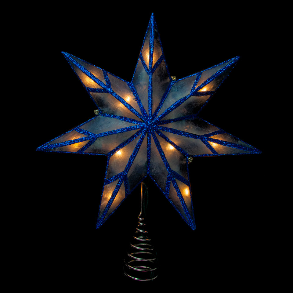 10" Lighted Blue Star Christmas Tree Topper - Clear Lights | Christmas