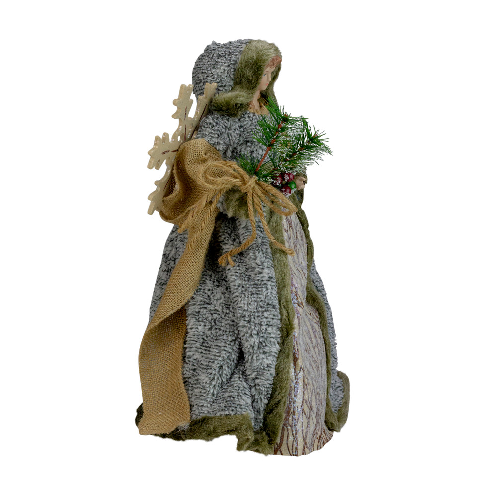 16" Brown & White Rustic Angel Christmas Tree Topper- Unlit | Christmas