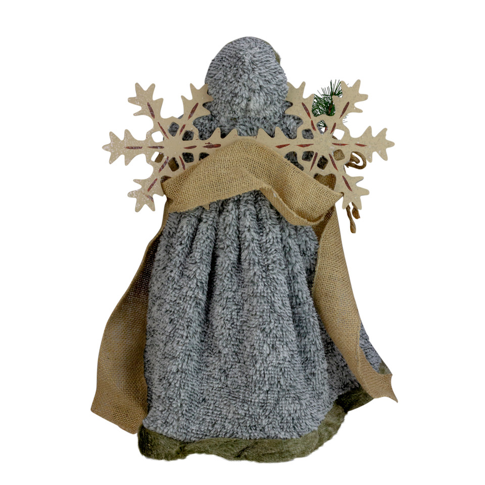 16" Brown & White Rustic Angel Christmas Tree Topper- Unlit | Christmas