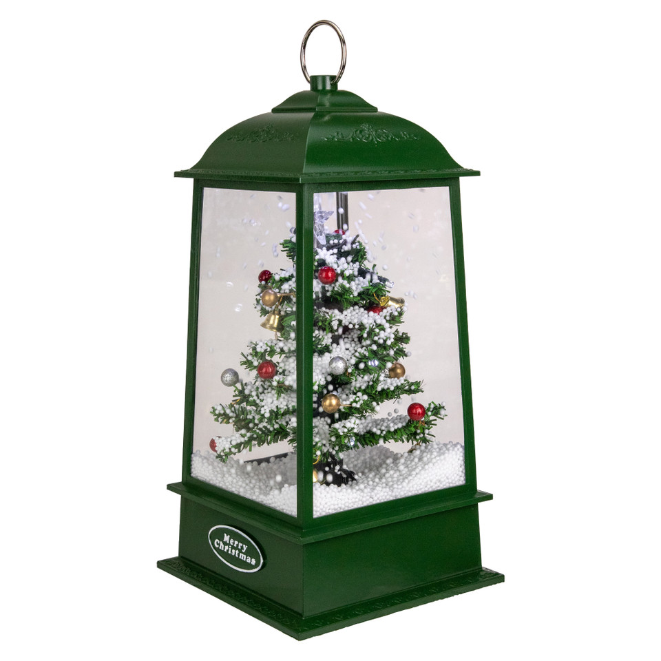 LED Lighted Snowing & Musical Decorated Christmas Tree Lantern - 13.5 ...