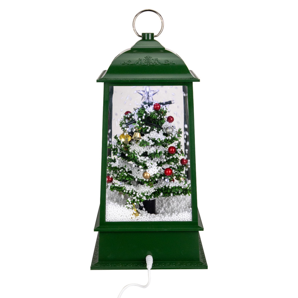 LED Lighted Snowing & Musical Decorated Christmas Tree Lantern - 13.5 ...