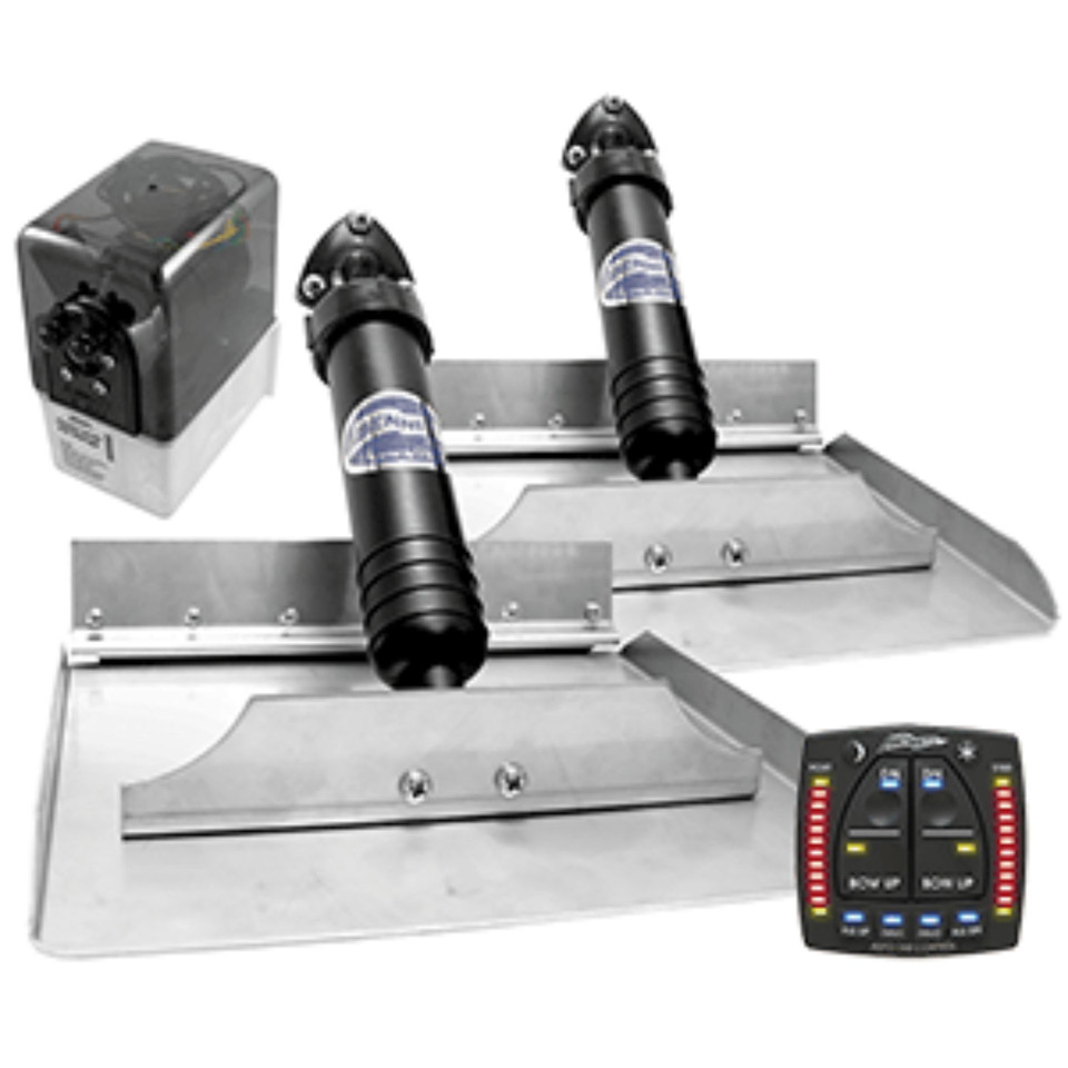 25" Silver & Black Functional Bennett Marine 12 x 9 Hydraulic Trim Tabs ...