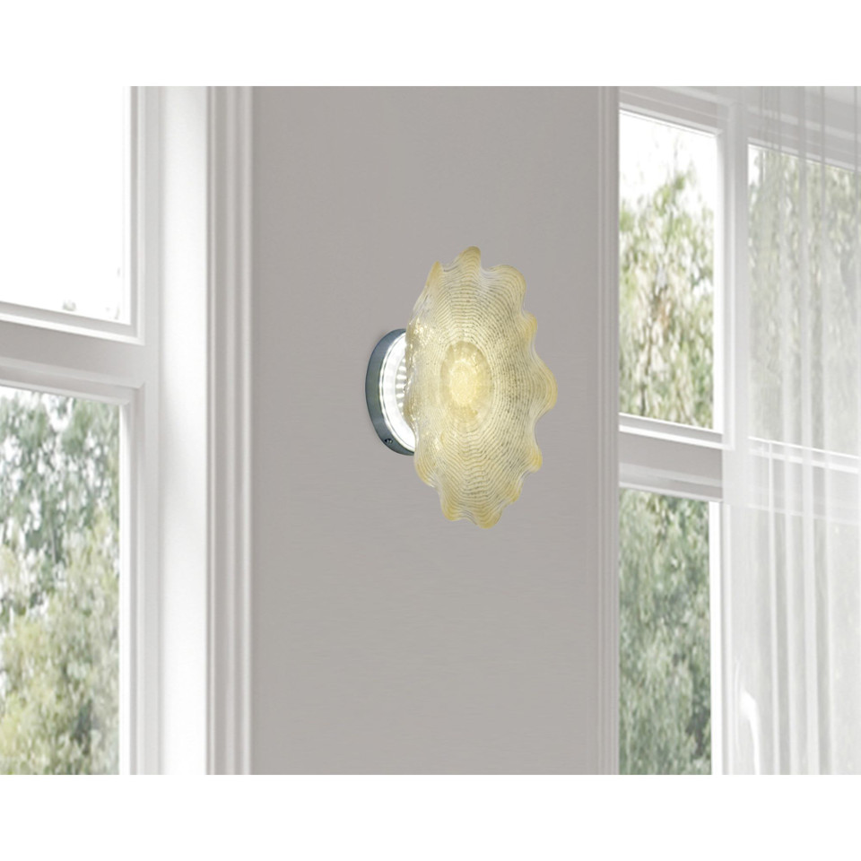 12" Beige Feather LED Glass Wall Light Fixture | Christmas