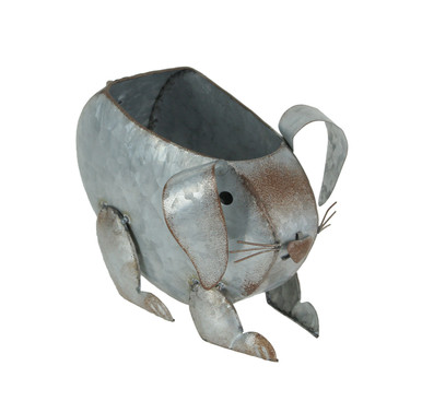 Galvanized Metal Indoor/Outdoor Bunny Rabbit Planter Sculpture
