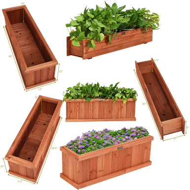 36 Inch Wooden Flower Planter Box Garden Yard Decorative Window Box ...