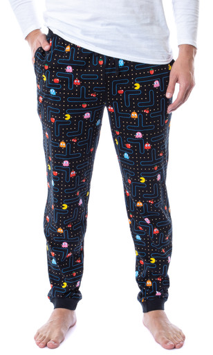 Pacman Mens Classic Arcade Game Allover Pattern Jogger Pajama Pants (2XL)