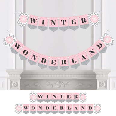Pink Winter Wonderland - Holiday Bunting Banner - Party Decor Winter ...